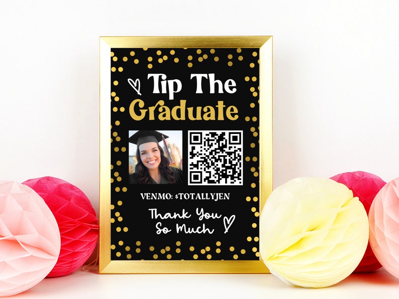 Graduation Gift Sign | Graduation Party Sign | QR Code Sign | Tip the ...
