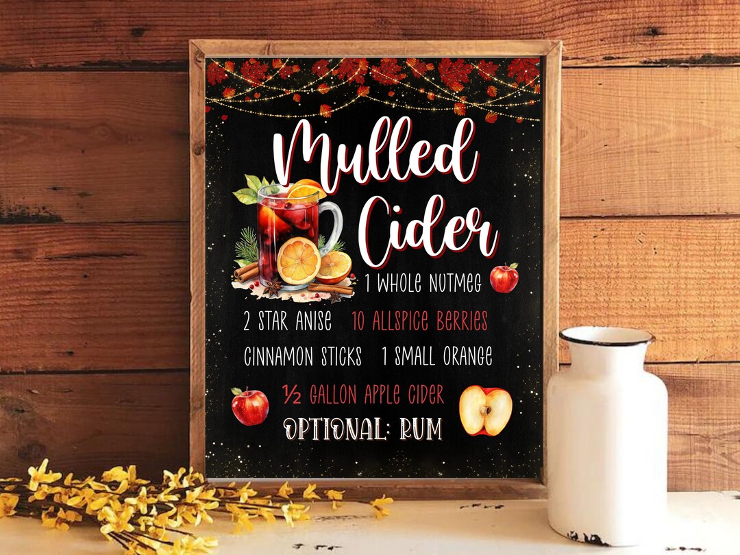 Fall Coffee Bar Sign | Mulled Cider Recipe | Pumpkin Spice Latte Sign ...