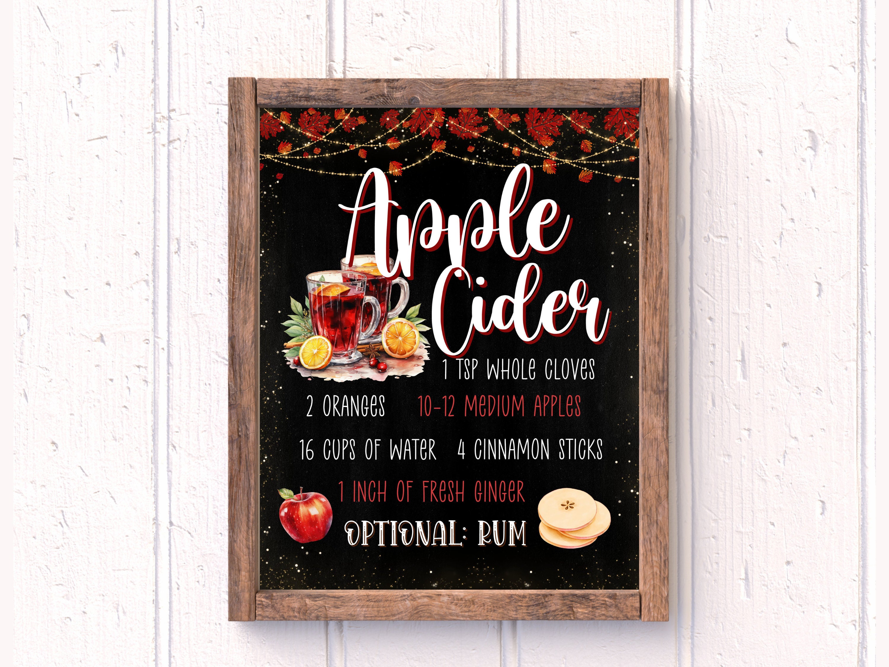 Fall Coffee Bar Sign | Apple Cider Recipe | Pumpkin Spice Latte Sign ...