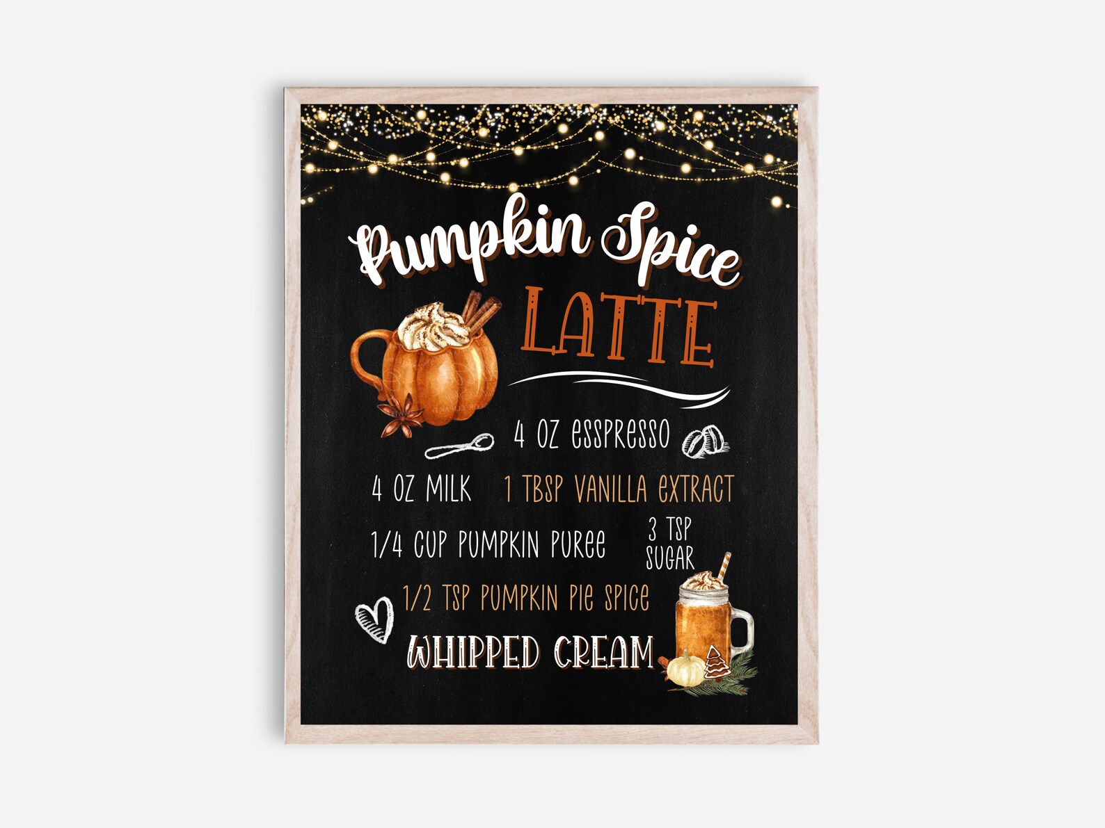 Pumpkin Spice Latte Sign Fall Coffee Bar Hot Cocoa Print - Etsy