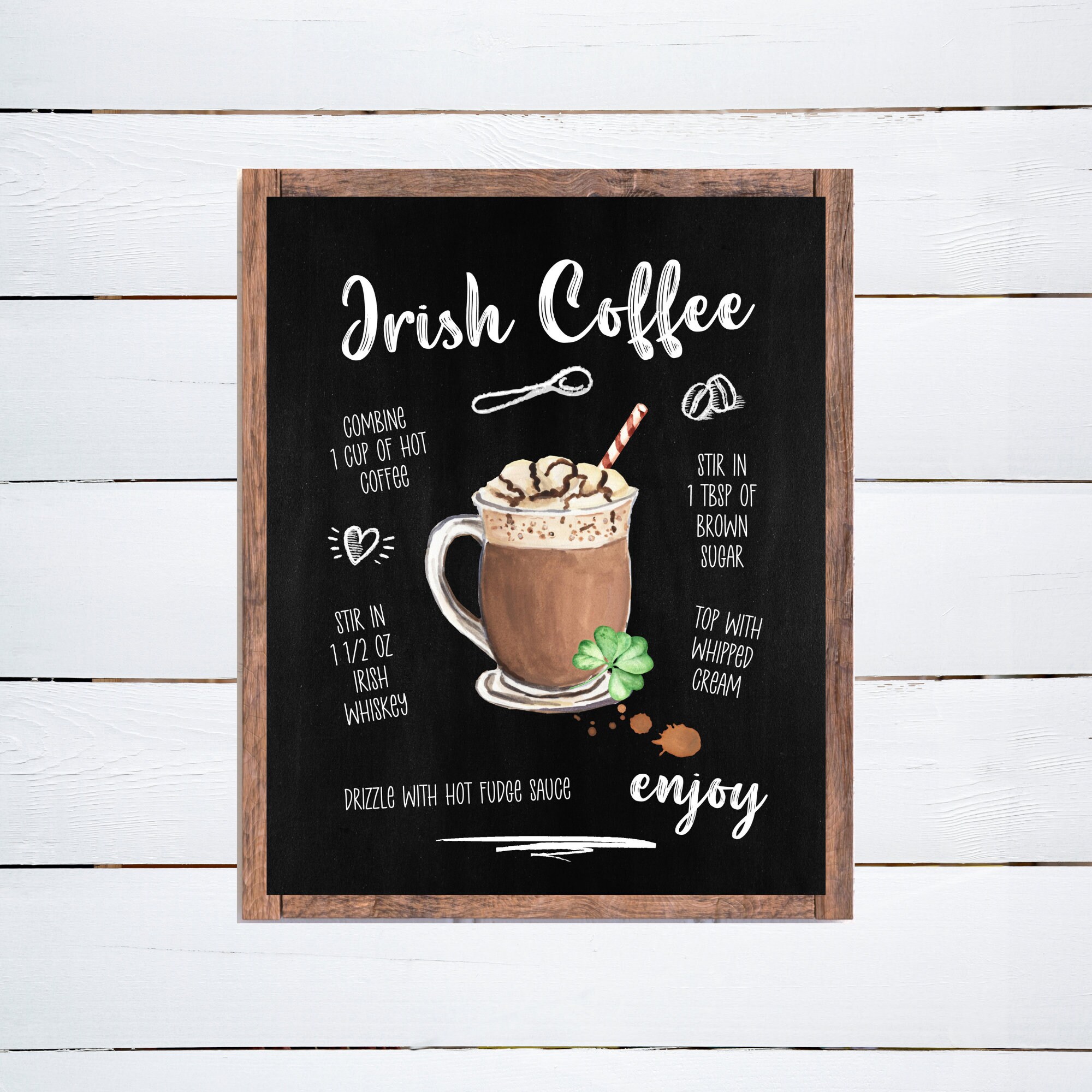 Irish Coffee Sign | Coffee Bar Sign | St Patrick's Day Wall Art | St ...