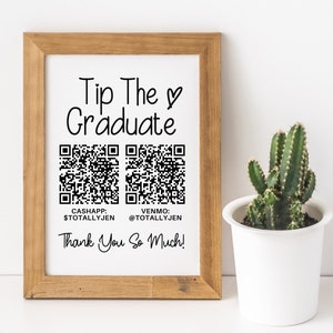 Graduation Party Sign | Graduation Gift Sign | QR Code Sign | Tip the ...