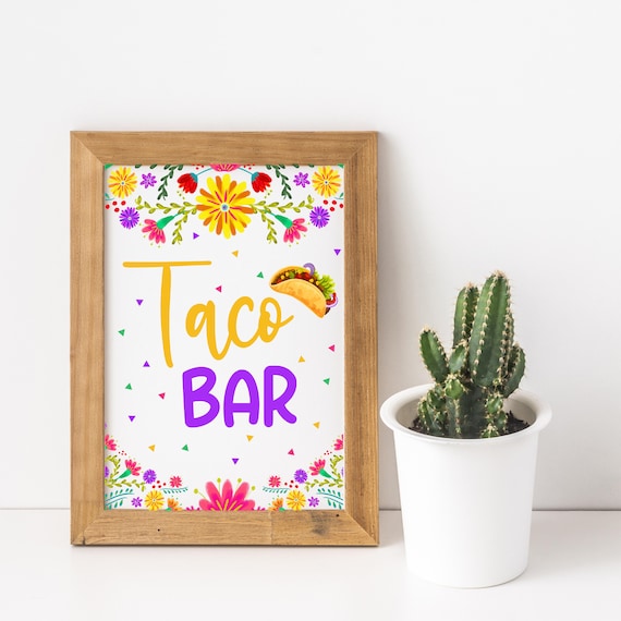 Taco Bar Sign Fiesta Theme Party Fiesta Bridal Shower | Etsy