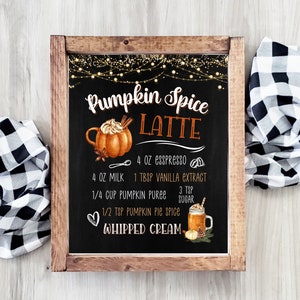 Pumpkin Spice Latte Sign Fall Coffee Bar Hot Cocoa Print - Etsy