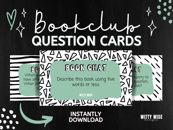 Book Club Discussion Questions Book Club Cards Bibliophile | Etsy