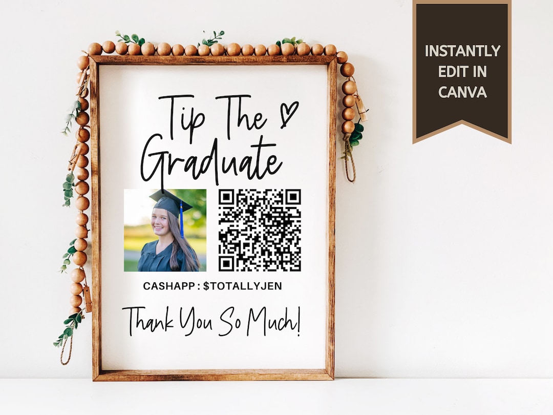 Graduation Party Sign | QR Code Sign | Tip the Graduate | Venmo Sign ...
