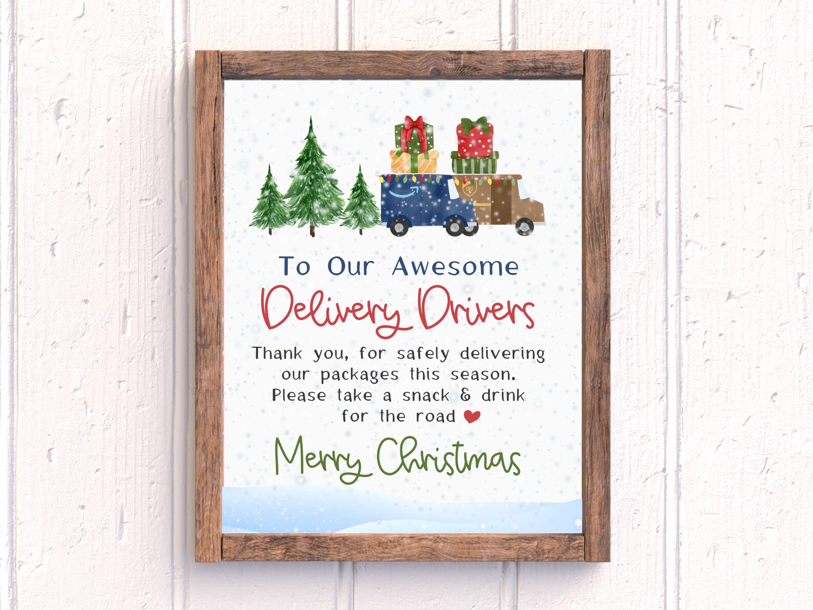 Delivery Driver Thank You Sign | Take A Snack Sign | UPS Amazon and ...
