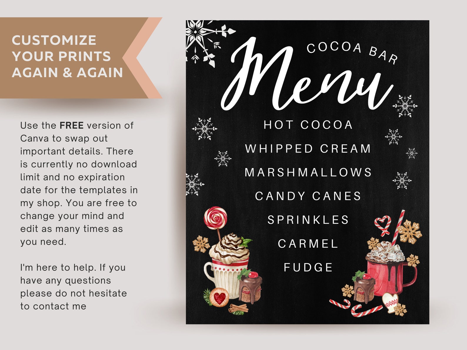 Hot Cocoa Bar Menu | Personalized Hot Chocolate Sign | Coffee Bar Sign ...
