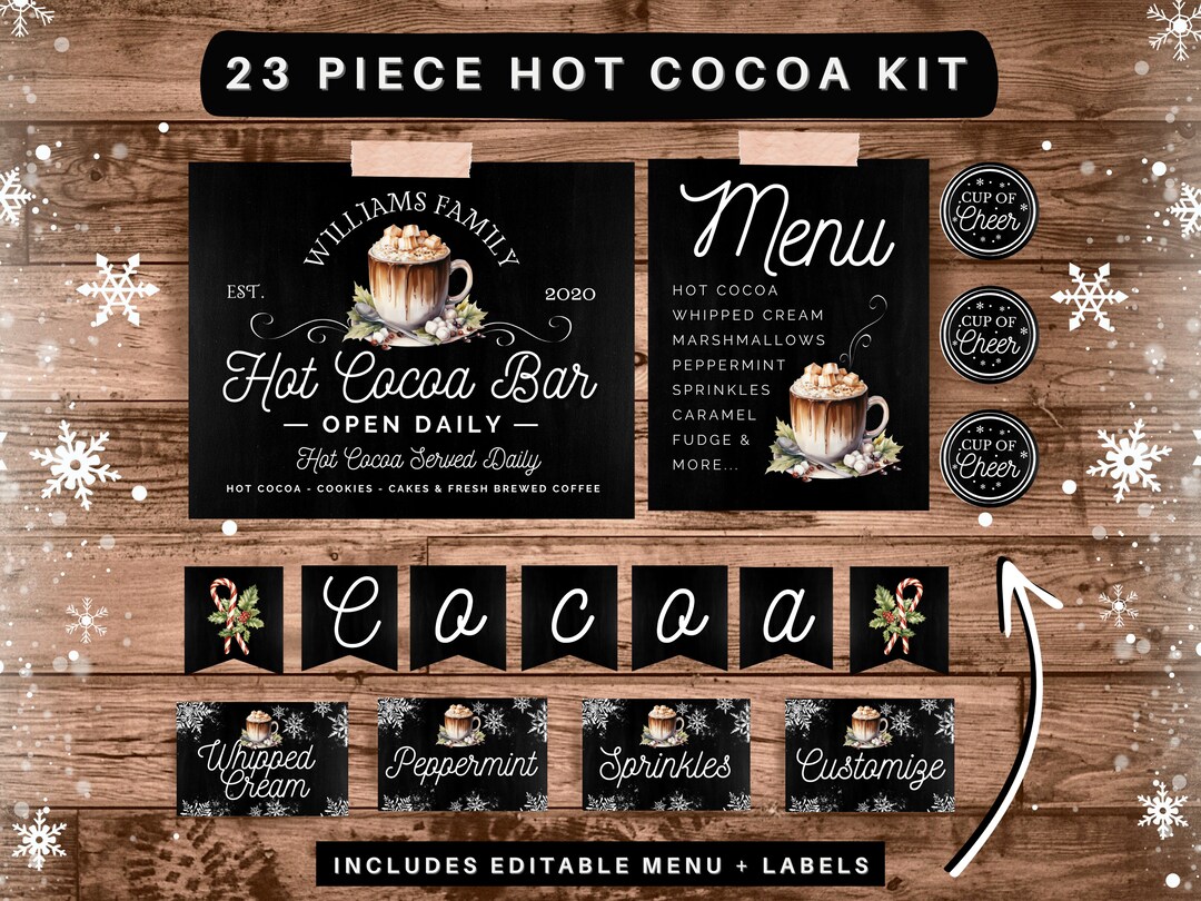 Hot Chocolate Bar Printable Kit | Hot Cocoa Sign | Coffee Bar Decor ...