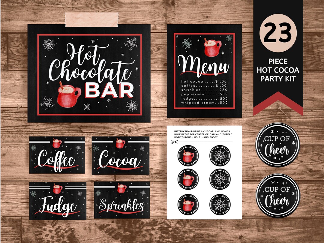 Hot Chocolate Bar Printable Kit Hot Cocoa Sign Coffee Bar - Etsy