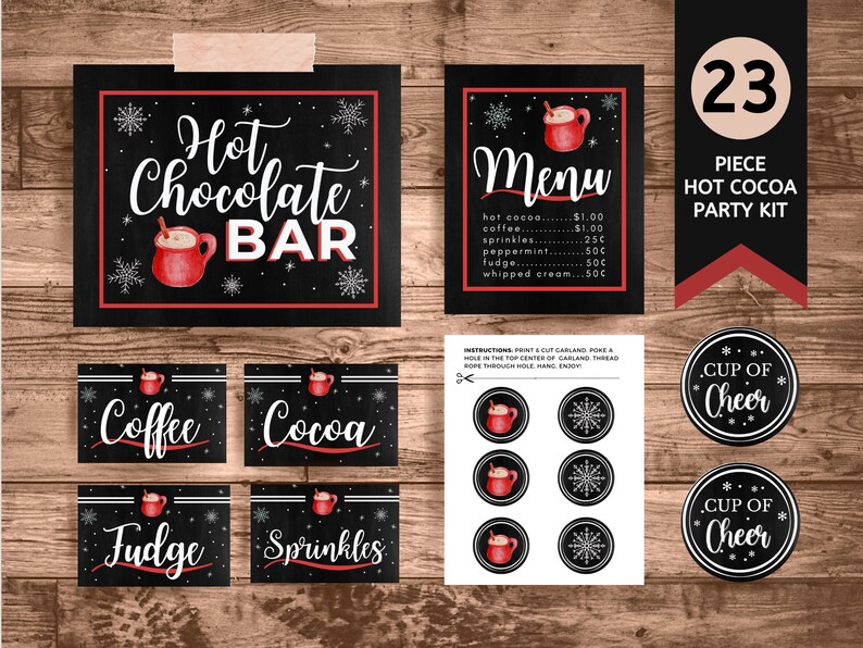 Hot Chocolate Bar Printable Kit Hot Cocoa Sign Coffee Bar | Etsy