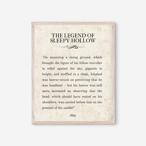 The Legend of Sleepy Hollow Halloween Book Page Print - Etsy