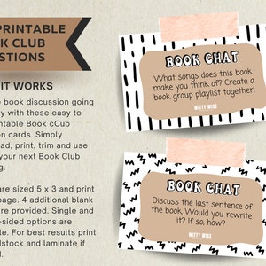 Book Club Discussion Questions | Book Club Cards | Bibliophile Gifts ...