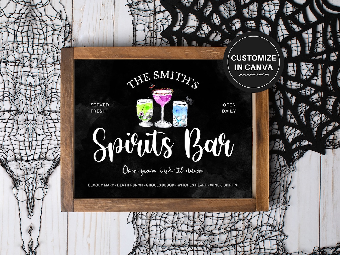 Halloween Bar Sign | Halloween Party Decor | All Hallows Eve Decor ...