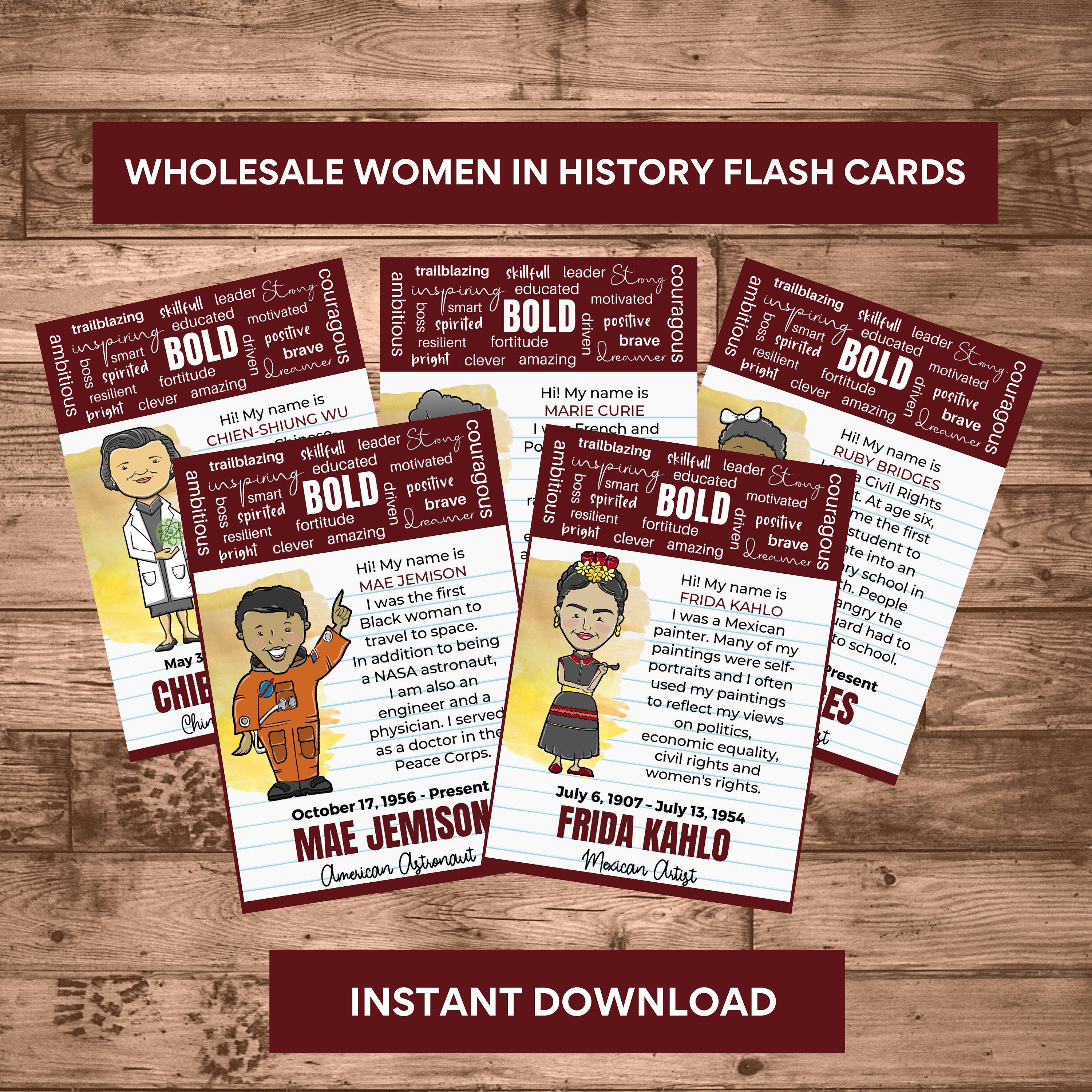 WHOLESALE Women in History Flash Cards Educational Resources | Etsy