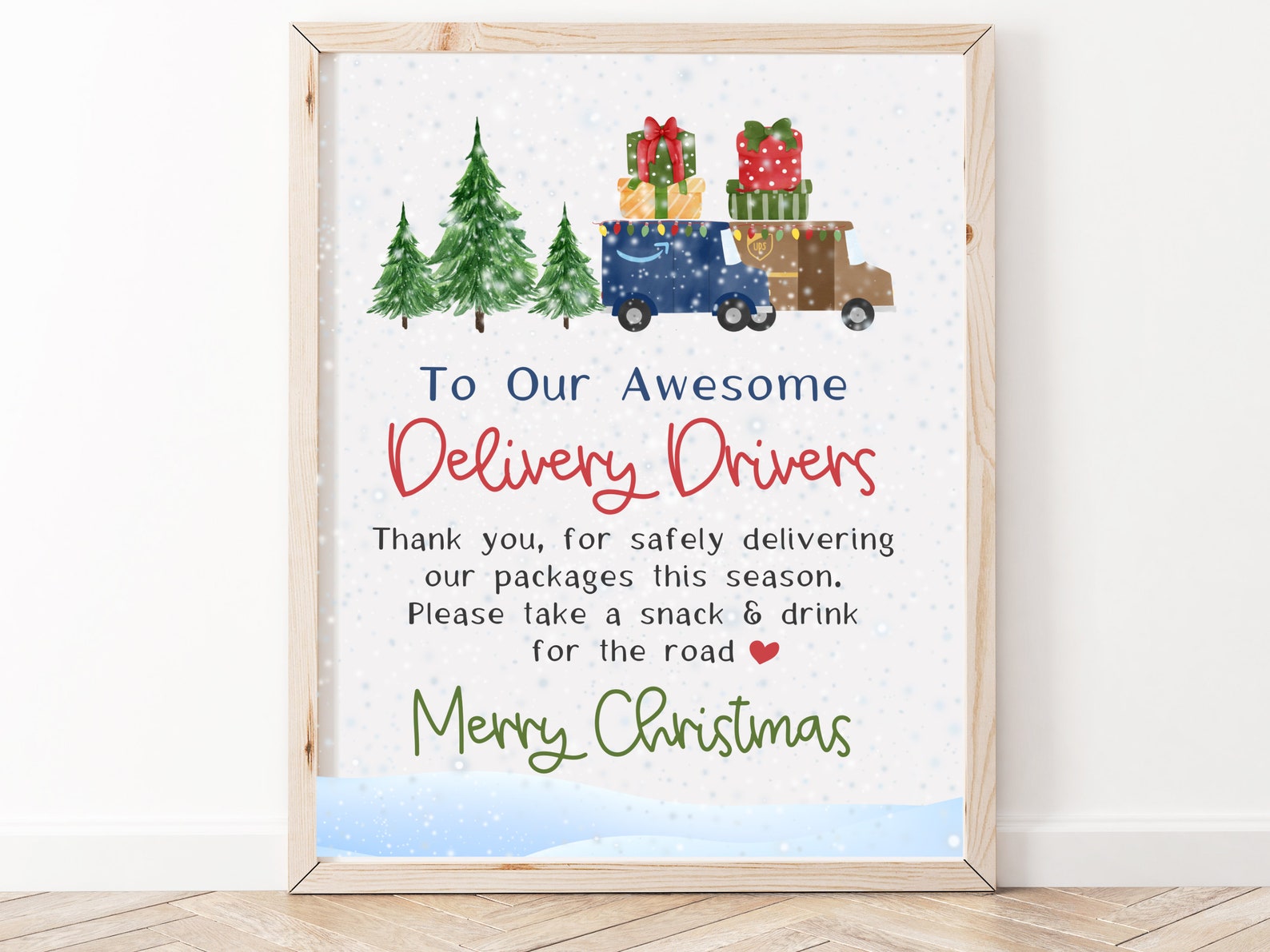 Delivery Driver Thank You Sign | Take A Snack Sign | UPS Amazon and ...