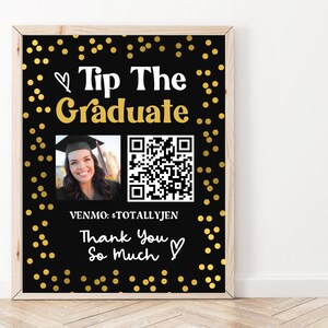Graduation Gift Sign | Graduation Party Sign | QR Code Sign | Tip the ...