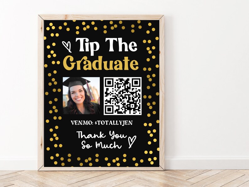 Graduation Gift Sign | Graduation Party Sign | QR Code Sign | Tip the ...