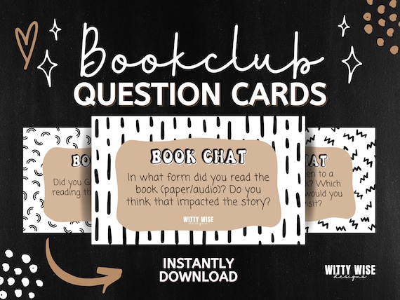 Book Club Discussion Questions Book Club Cards Bibliophile - Etsy
