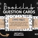 Book Club Discussion Questions Book Club Cards Bibliophile - Etsy
