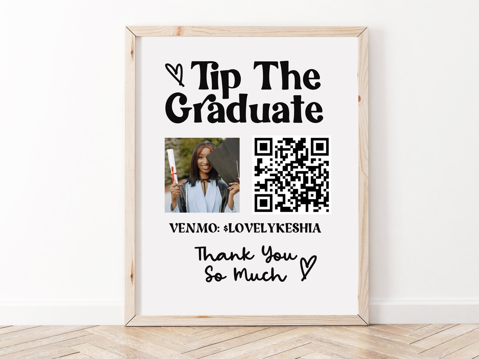 Graduation Party Sign | QR Code Sign | Tip the Graduate | Venmo Sign ...