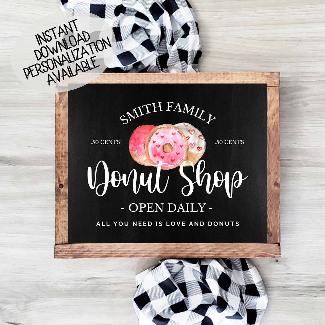 Donut Wall Sign Personalized Coffee Bar Decor | Etsy