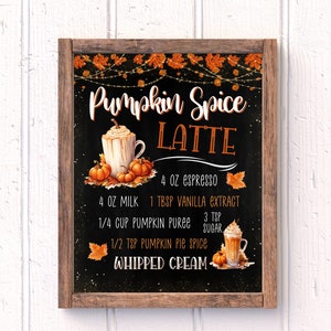 Fall Coffee Bar Sign Pumpkin Spice Latte Sign Hot Cocoa Print Pumpkin ...
