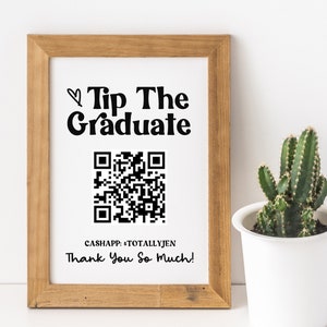 Graduation Gift Sign | Graduation Gift Sign | QR Code Sign | Tip the ...