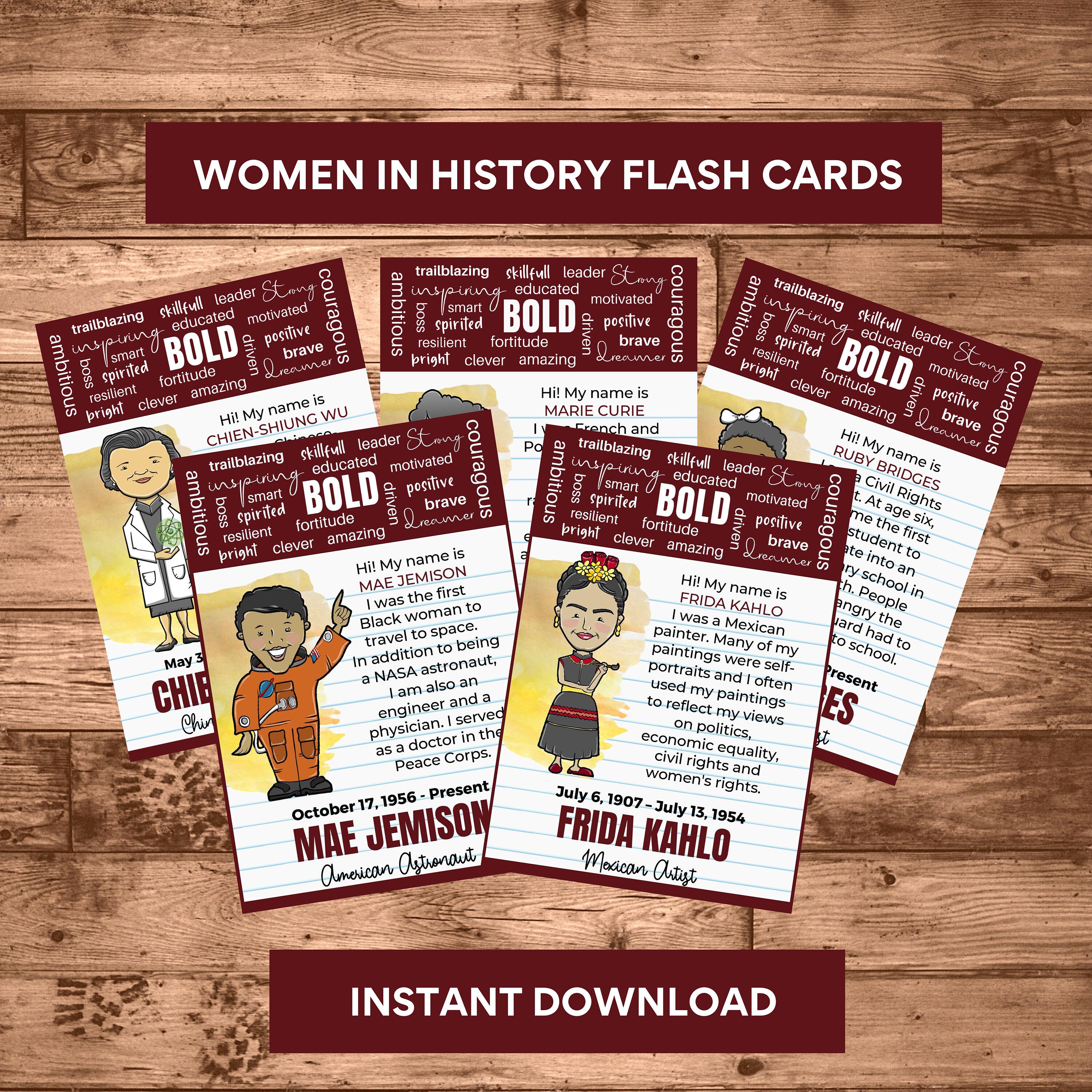 Women in History Flash Cards Educational Resources | Etsy