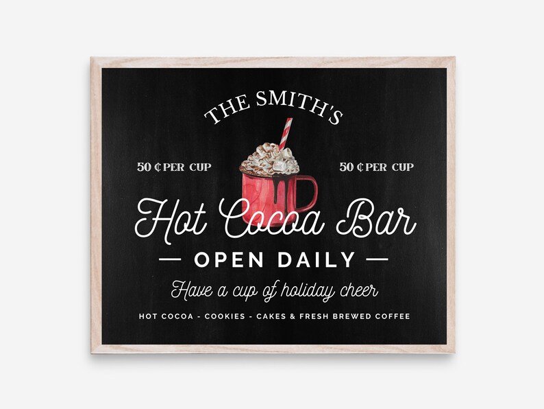 Hot Cocoa Sign Personalized Hot Chocolate Sign Coffee Bar - Etsy