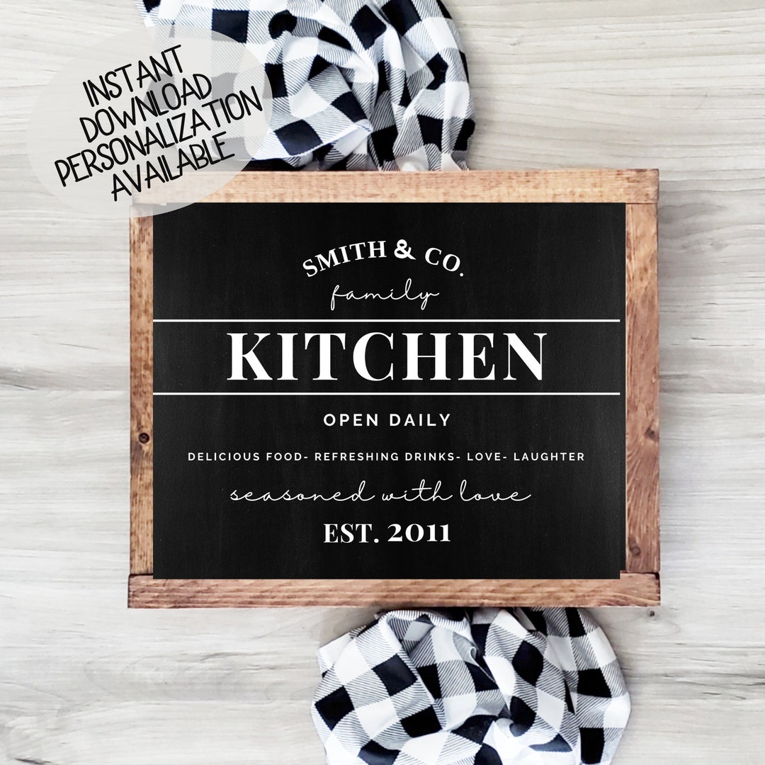 Vintage Kitchen Sign Printable Wall Art Personalized Last - Etsy
