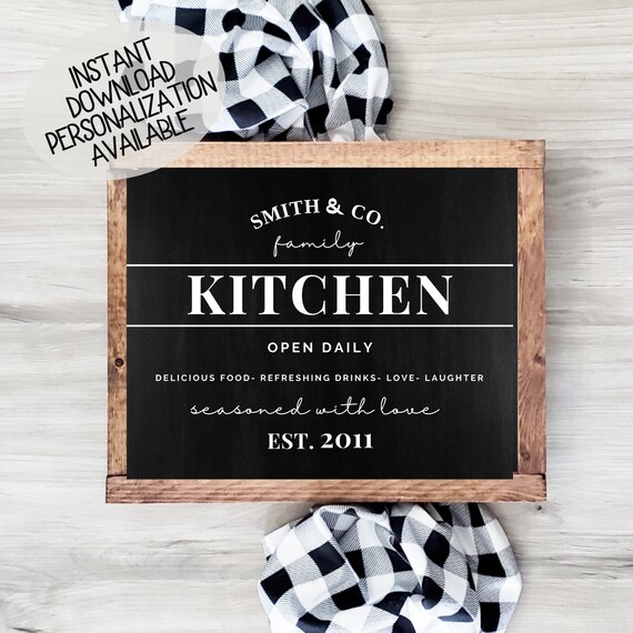Vintage Kitchen Sign Printable Wall Art Personalized Last | Etsy