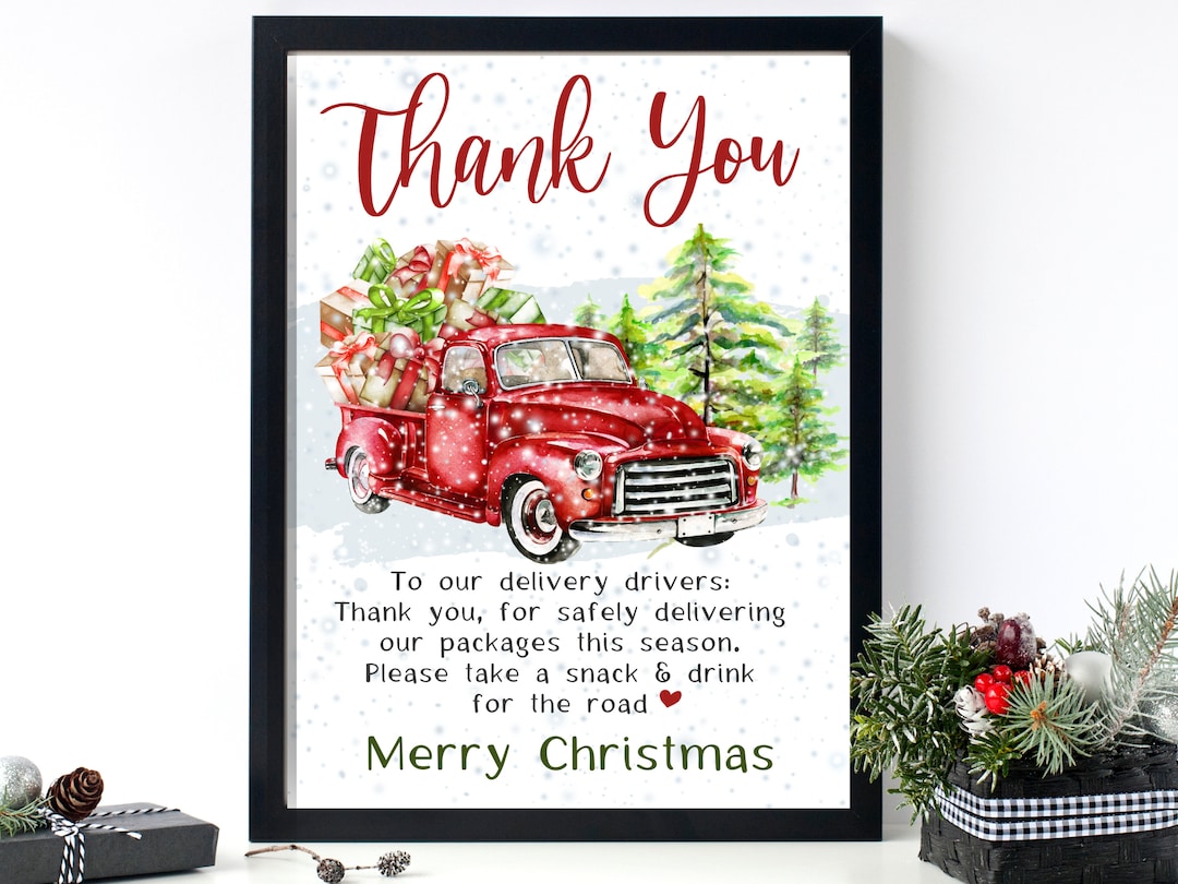 Delivery Driver Thank You Sign | Take A Snack Sign | UPS Amazon and ...
