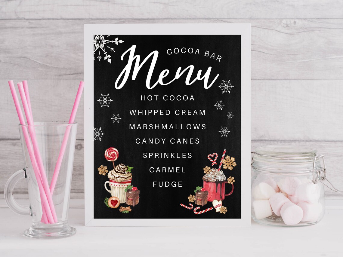 Hot Cocoa Bar Menu Personalized Hot Chocolate Sign Coffee - Etsy