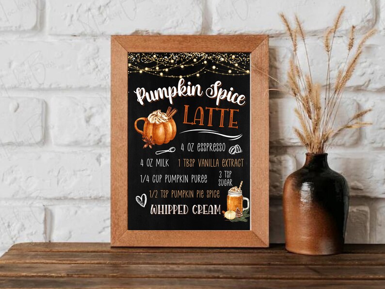 Pumpkin Spice Latte Sign Fall Coffee Bar Hot Cocoa Print - Etsy