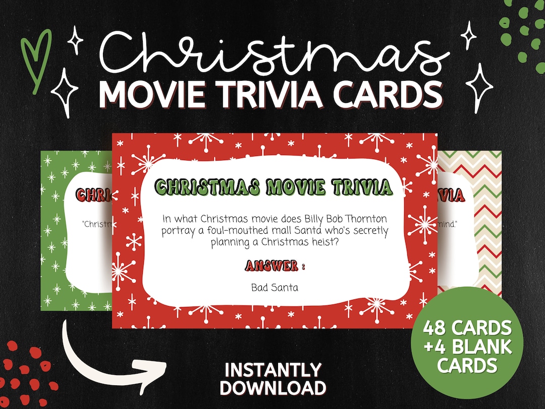 Christmas Movie Trivia Game | Christmas Party Game | Holiday Printables ...