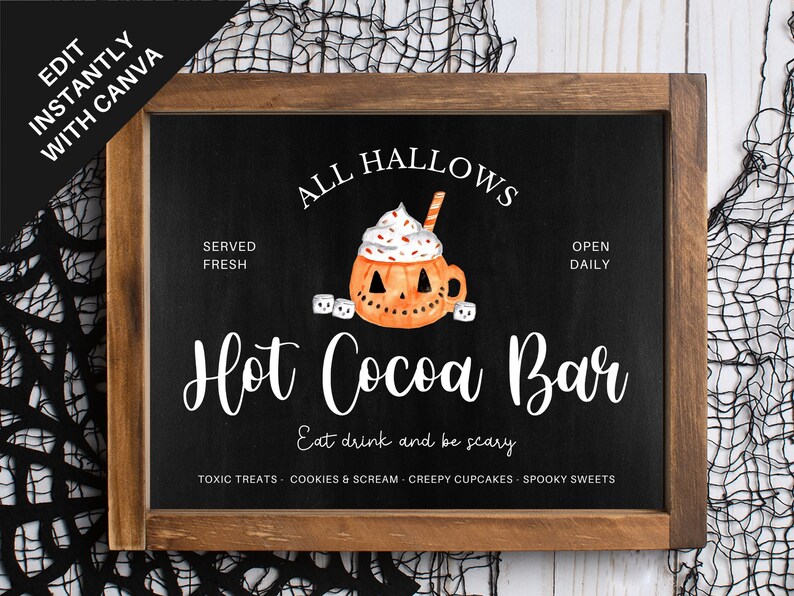 Halloween Coffee Bar Sign | All Hallows Eve Decor | Halloween Wall Art ...