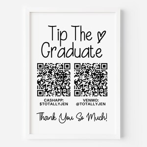 Graduation Party Sign | Graduation Gift Sign | QR Code Sign | Tip the ...