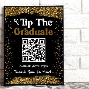 Graduation Party Sign | Graduation Gift Sign | QR Code Sign | Tip the ...