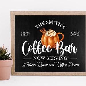 Pumpkin Coffee Bar Sign Fall Coffee Bar Sign Hot Cocoa - Etsy