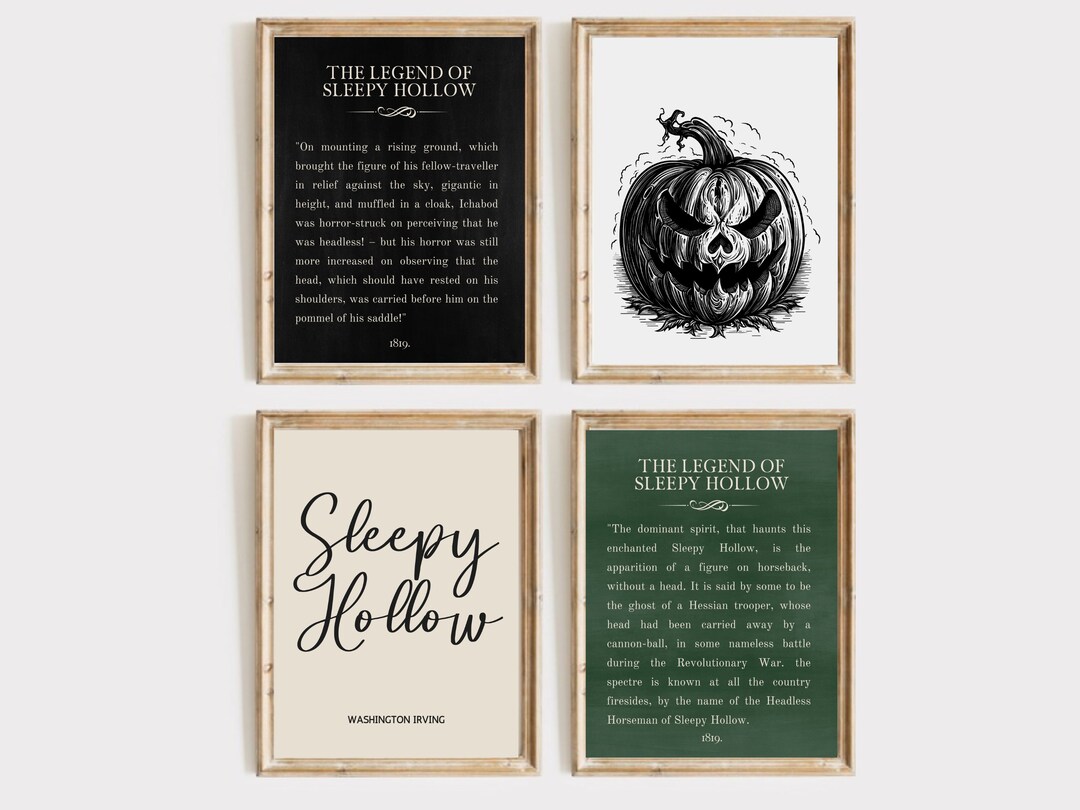 The Legend of Sleepy Hollow | Set of 4 | Halloween Book Page Print ...