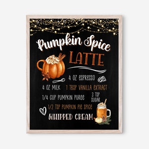 Pumpkin Spice Latte Sign | Fall Coffee Bar | Hot Cocoa Print | Pumpkin ...
