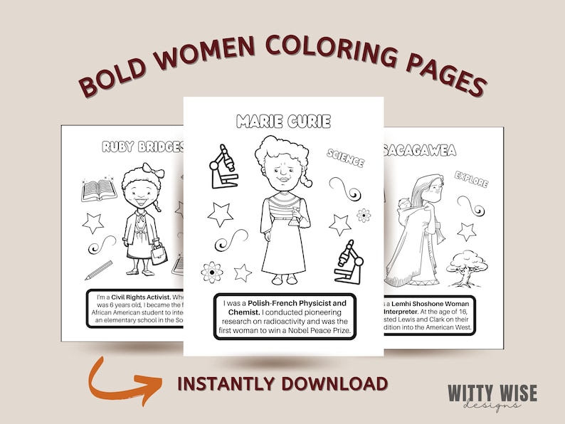 Women's History Coloring Pages Educational Resources - Etsy