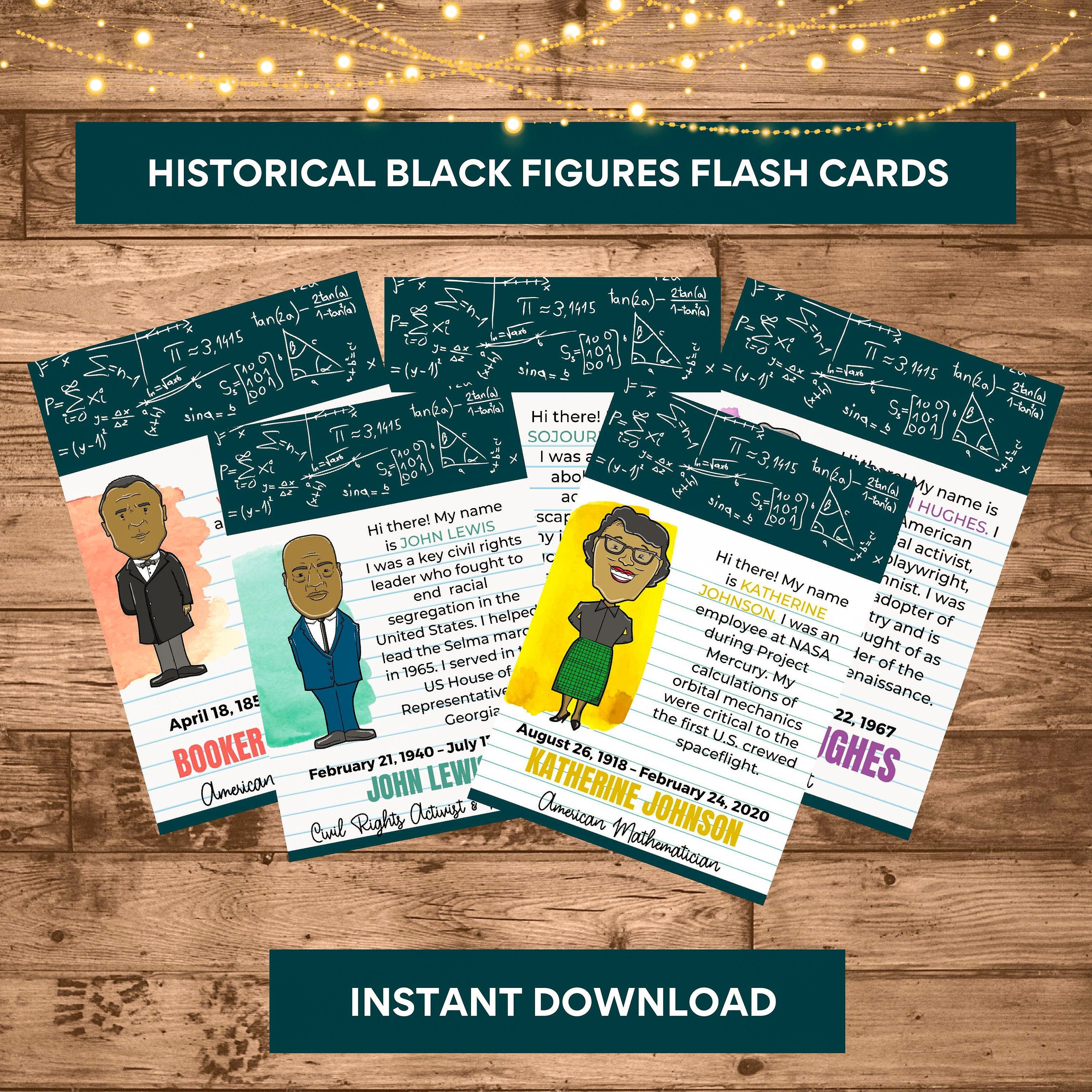 Black History Flash Cards Educational Resources Homeschool | Etsy