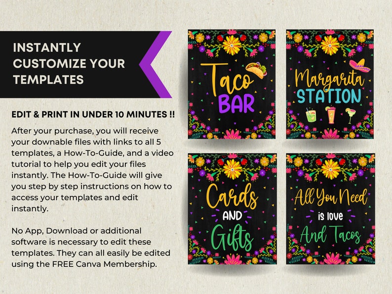 Taco Bar Sign | Fiesta Theme Party | Taco Graduation Party | Fiesta ...