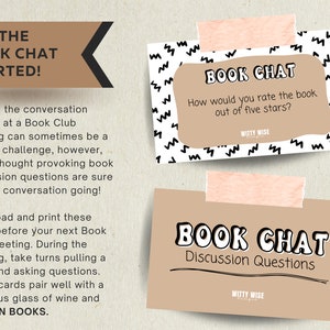 Book Club Discussion Questions | Book Club Cards | Bibliophile Gifts ...