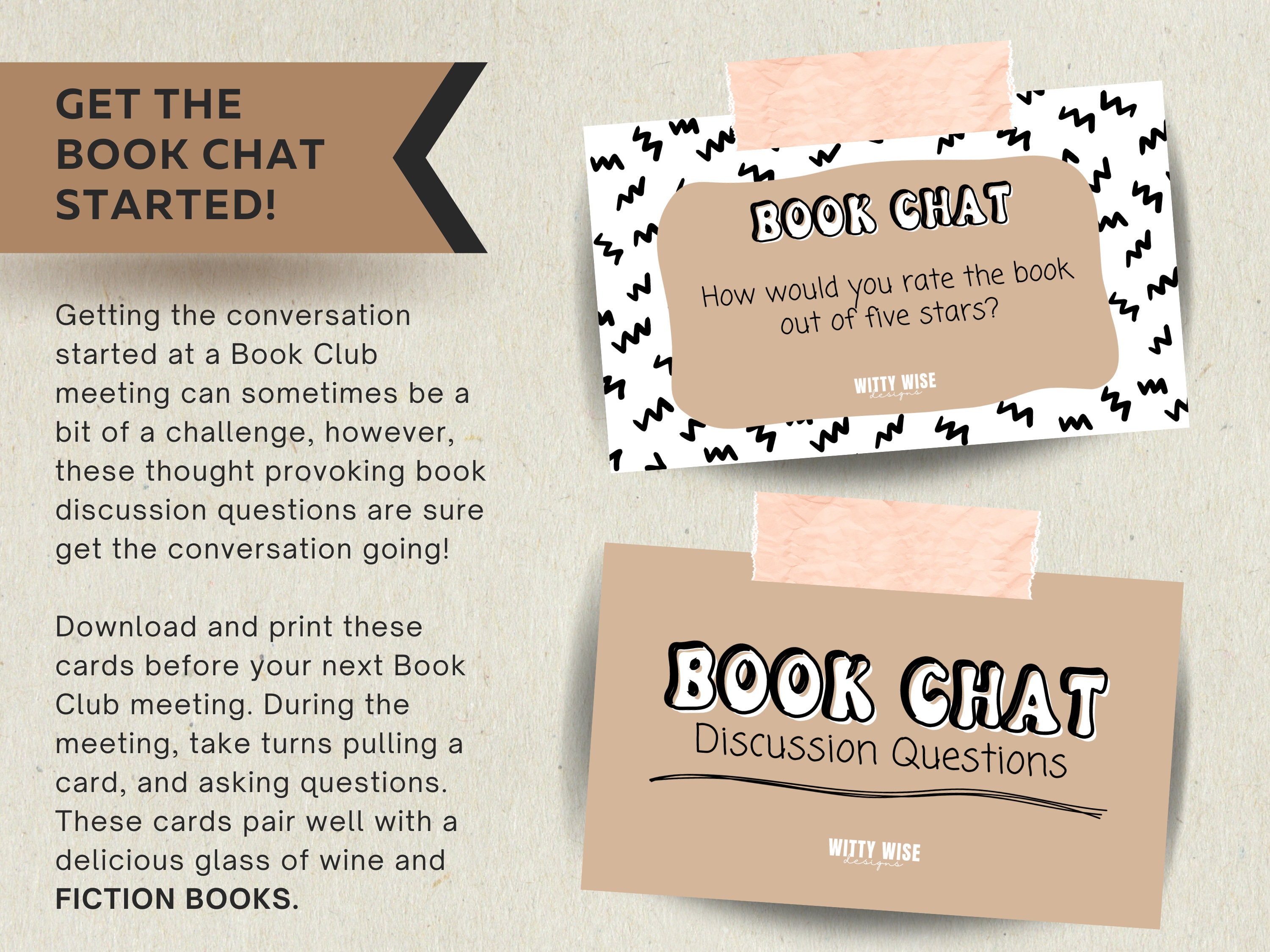 Book Club Discussion Questions Book Club Cards Bibliophile - Etsy