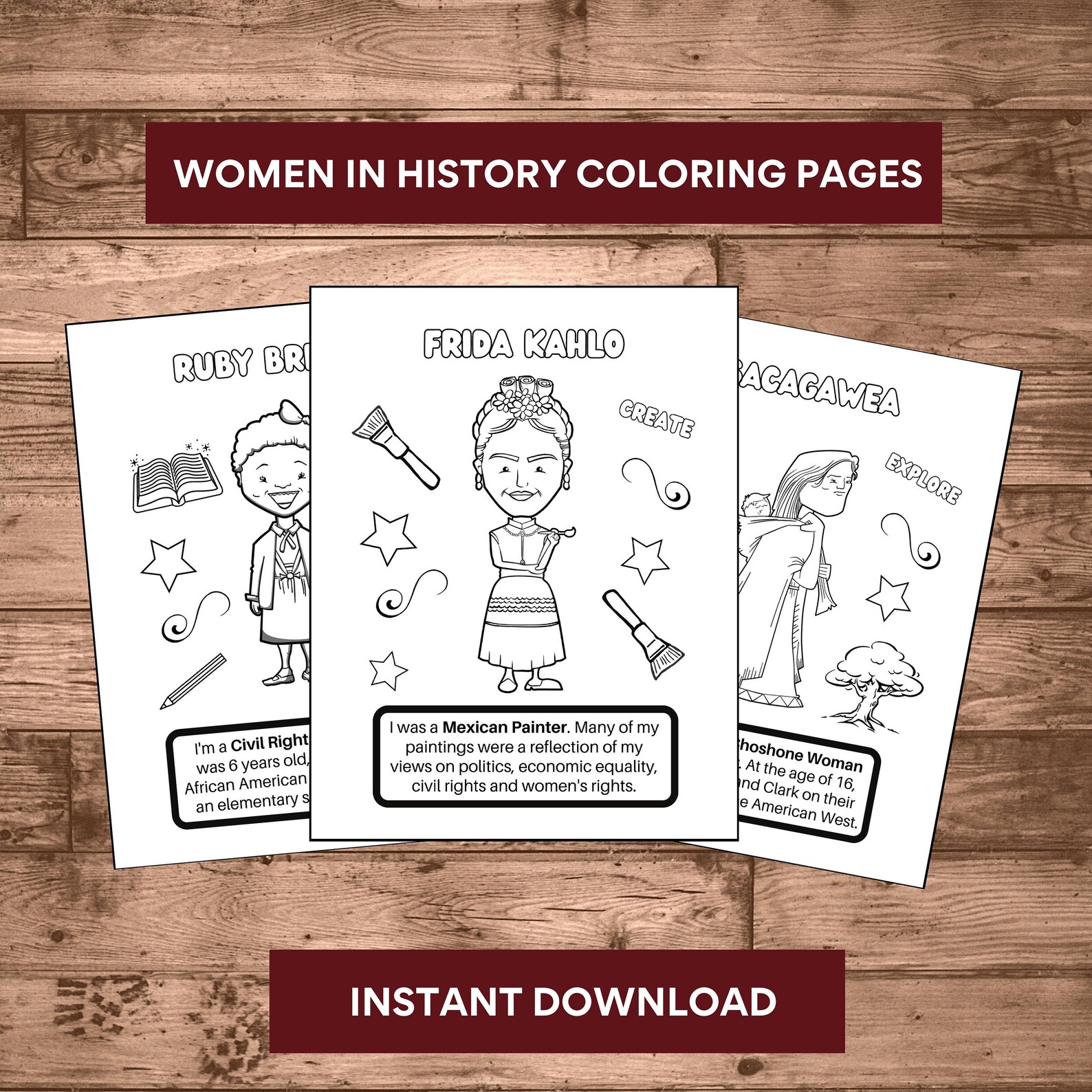 Women's History Coloring Pages Educational Resources - Etsy