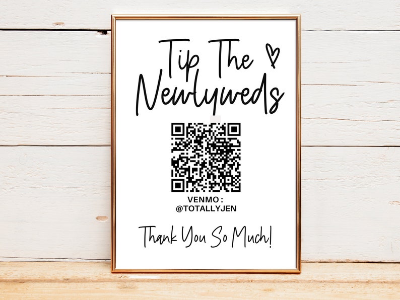 Wedding Sign QR Code Sign Tip the Newlyweds Venmo Sign - Etsy