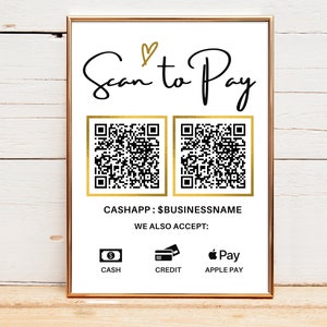 QR Code Sign | Scan to Pay Sign | Small Business Marketing | Venmo Sign ...